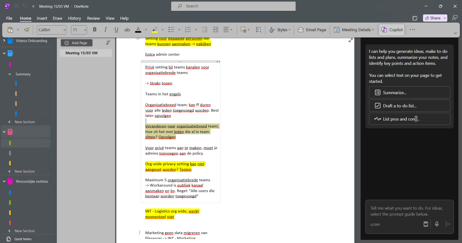 Aan de slag met Microsoft Copilot in OneNote - Alistar